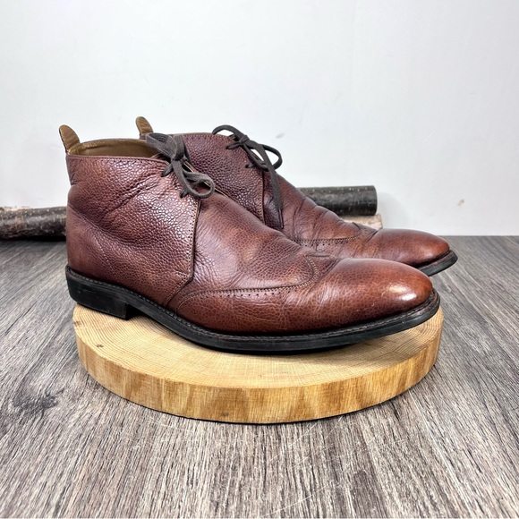 Grenson | Shoes | Grenson Chestnut Brown Pebble Leather Wingtip Boots ...